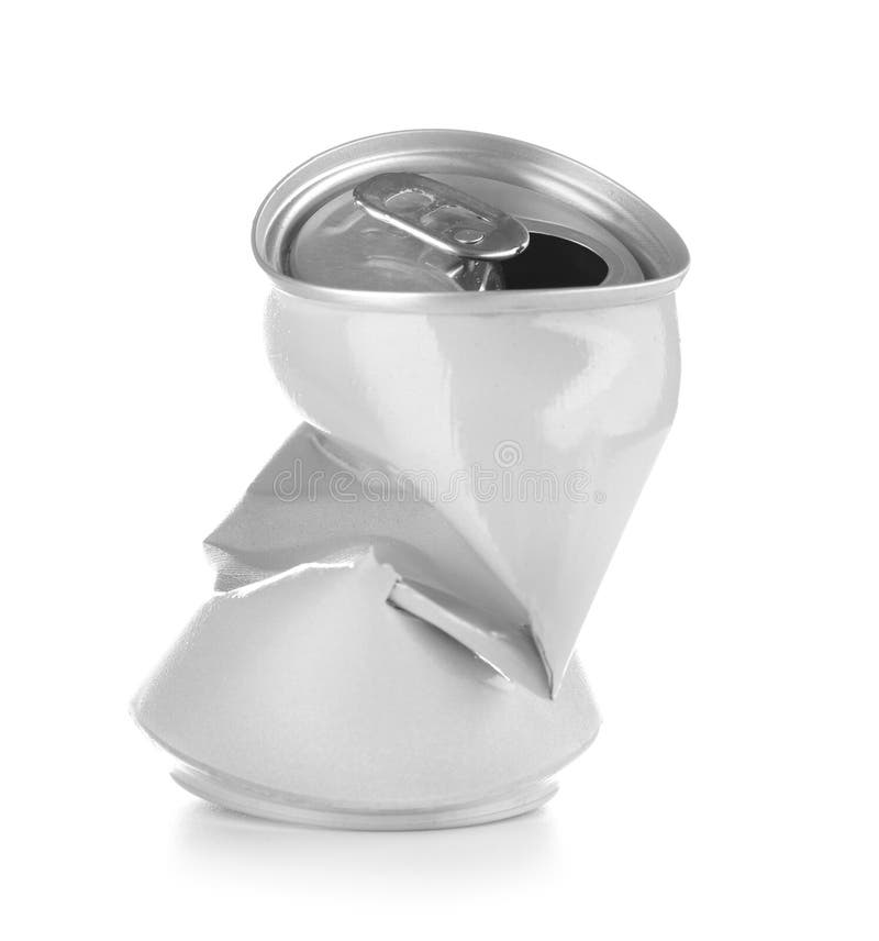 Zerknitterte Leere Soda- Oder Bierdose Lokalisiert Auf Weiß Stockfoto ...