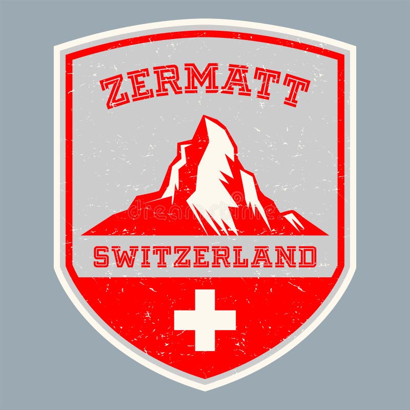 Zermatt Schweizer Alpen. Symbol Oder Etiketten Der Alpen Mit Matterhorn ...