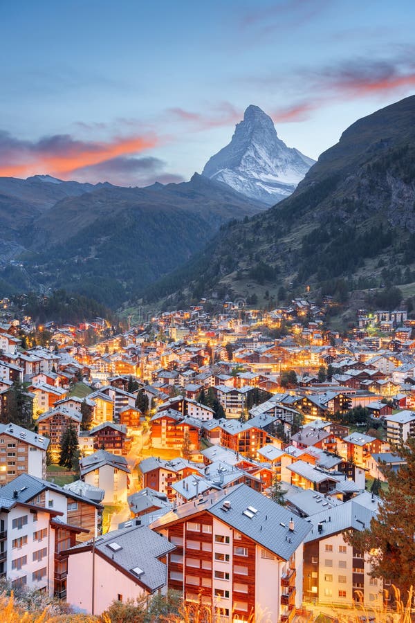 Zermatt, Switzerland Autumn Sunset with the Matterhorn Stock Photo ...