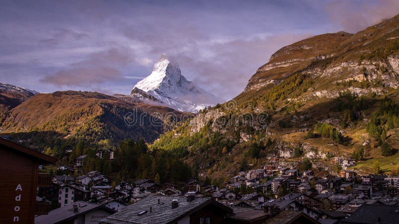 Zermatt village view editorial photo. Image of nature - 56803916