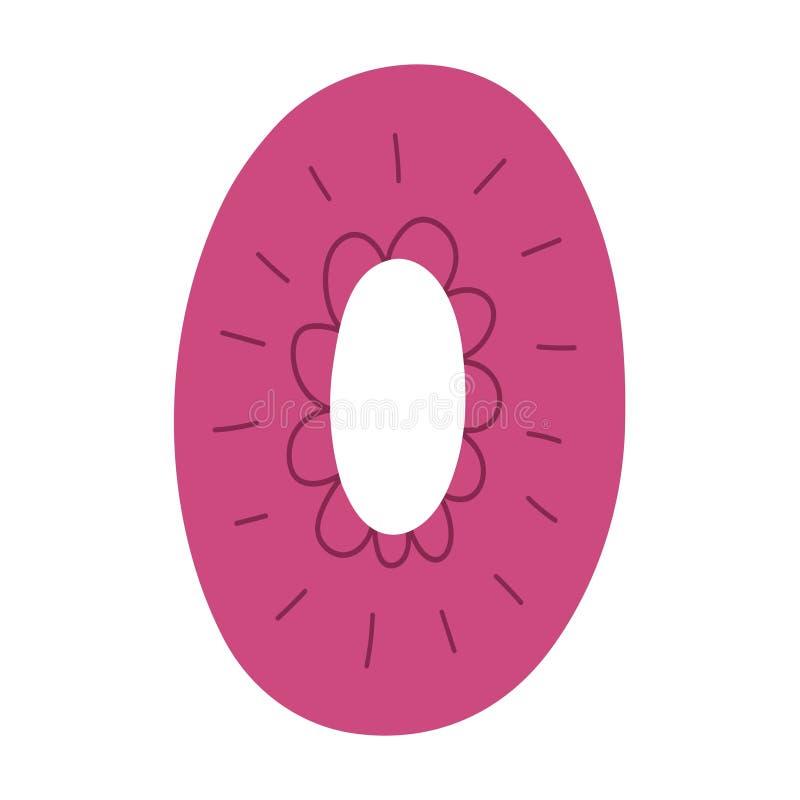 Hand Drawn Number Zero Symbol for Kids. Leaning Numbers for Preschool ...