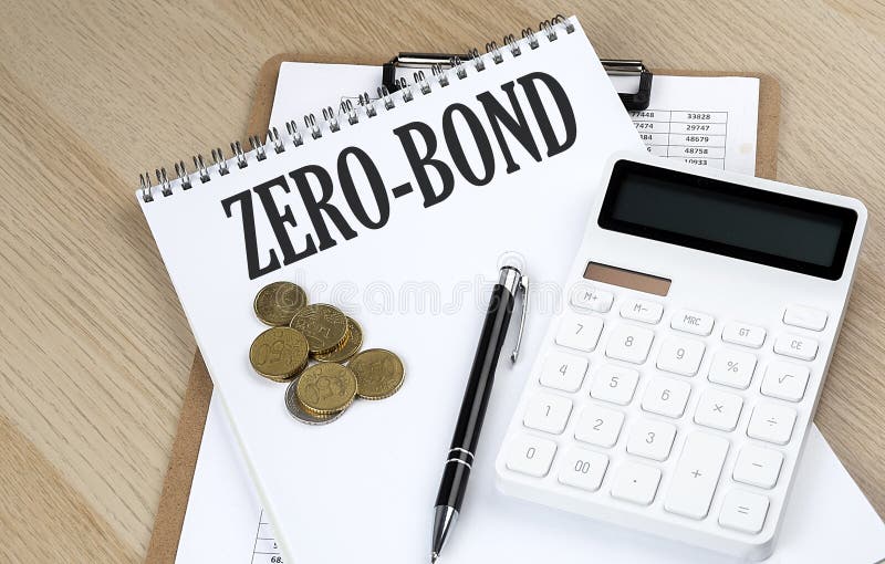 ZERO-BOND Text with Chart and Calculator and Coins , Business Concept ...