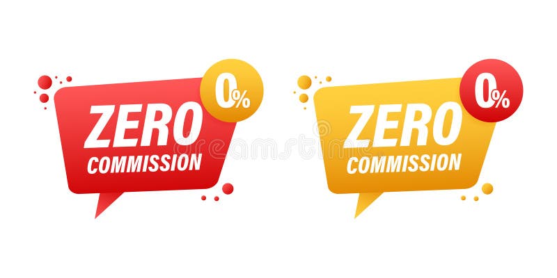 Zero Commission Speech Bubble Banners Vector Illustration with Percent ...