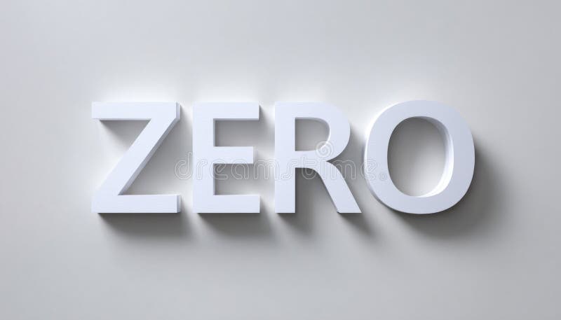 Zero 3d Word Sign on White Background Representing Null Value Stock ...