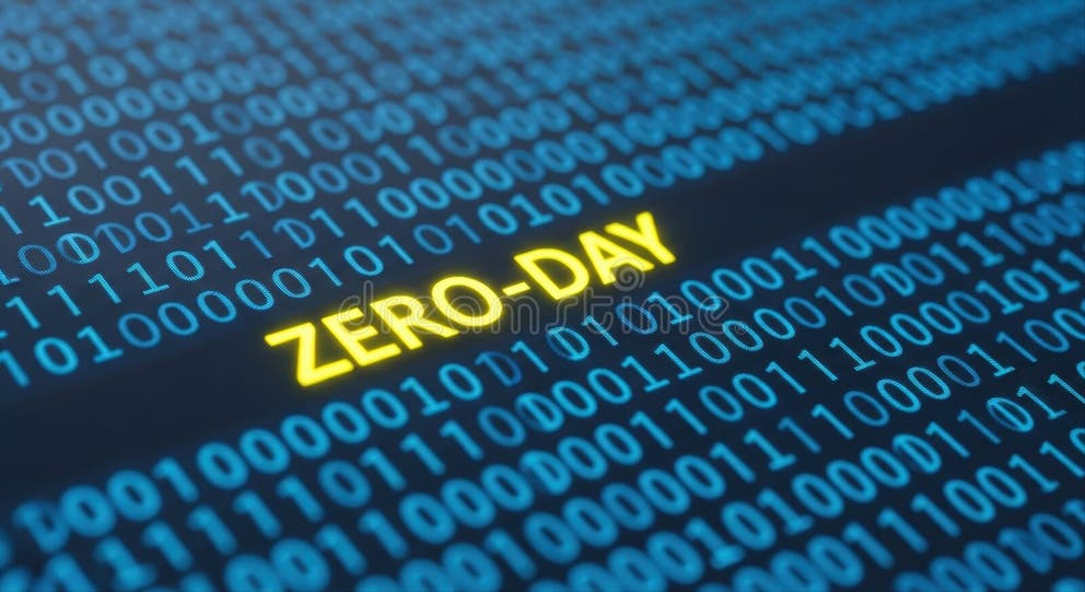 Zero Day Exploit Highlighted in Binary Code on a Digital Screen Representing Cybersecurity ...