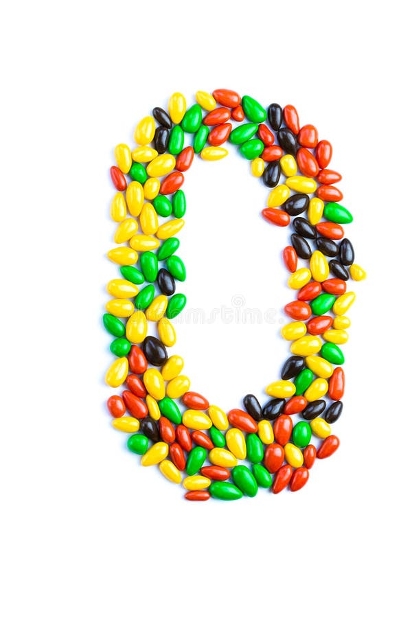 Digit 0 Made of Multicolored Rainbow Candies Isolated on a White ...