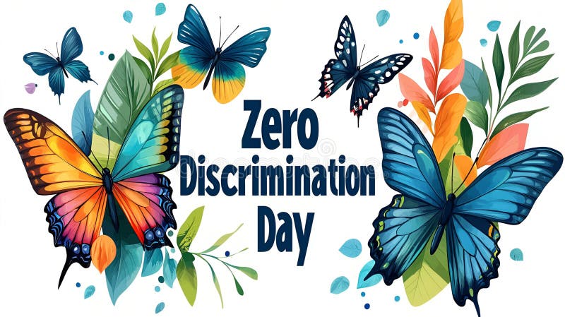 Zero Discrimination Day Celebration with Colorful Butterflies and ...