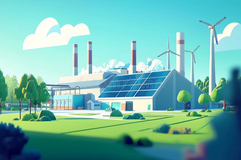 Zero Emission Factories Utilize Renewable Energy Sources Like Solar and ...