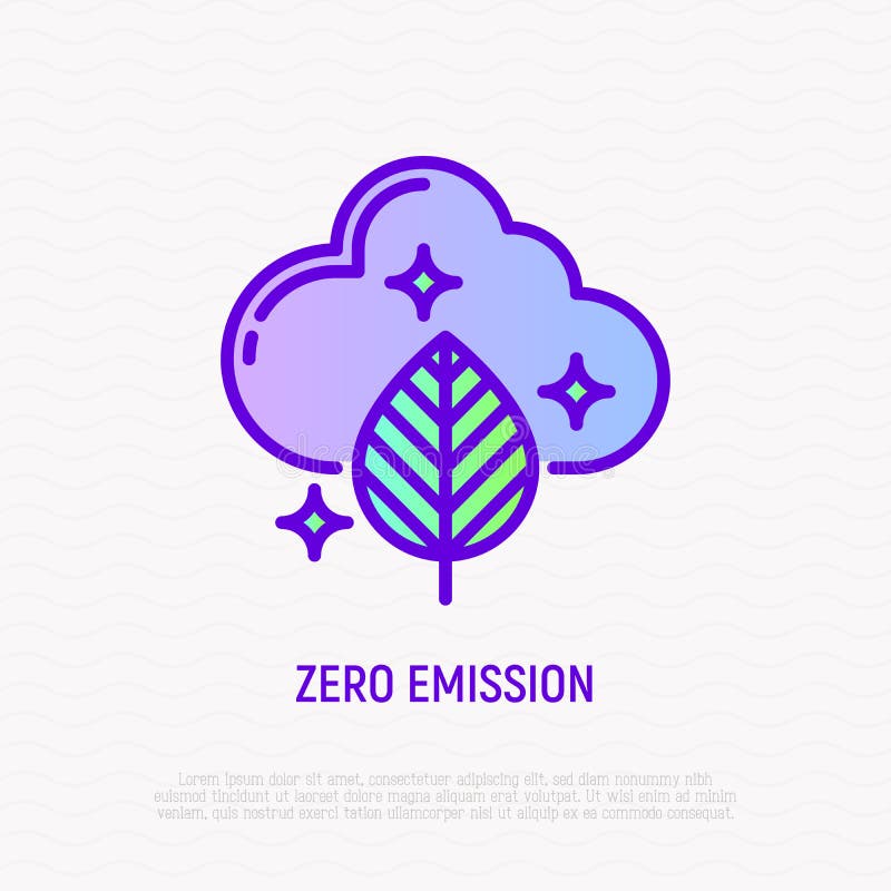 Zero Emission Thin Line Icon: Plant with Cloud. Sustainability Concept ...