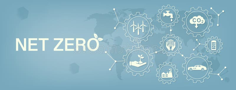 Banner Net Zero. Zero Emissions Concept by 2050 Stock Vector ...