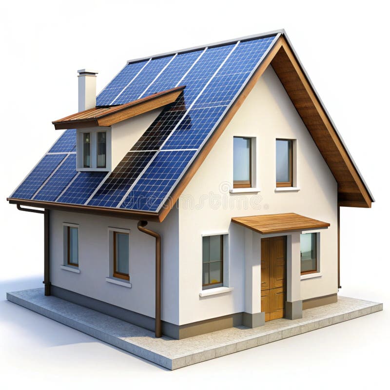 Zero Energy Home Isolated on White Background Stock Illustration ...