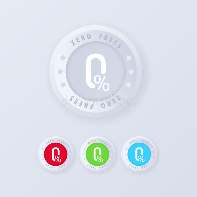 Zero Fees Button in 3d Style. Zero Fees Icon Set, Stamp. Vector ...