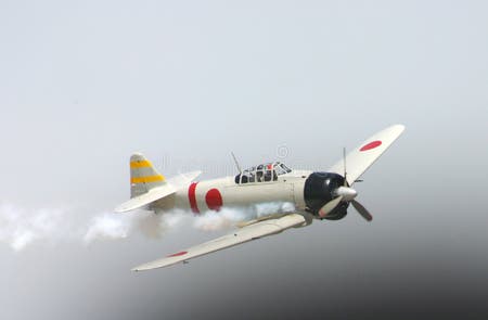 Zero on Fire stock photo. Image of takeoff, plane, overhead - 445892