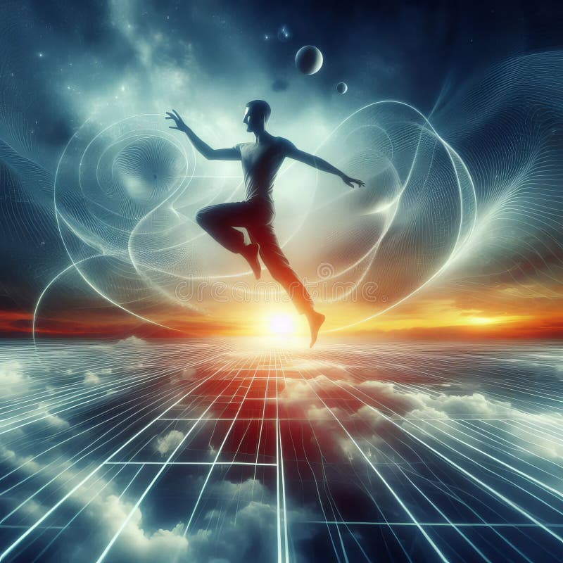 Zero Force Flit the Man is Dancing in a Space Where All Forces a Stock ...