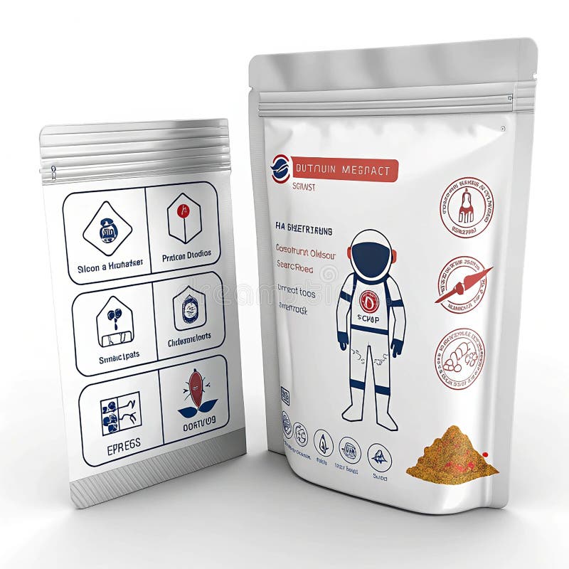 Zero Gravity Astronaut Food Packaging Concept Stock Illustration ...