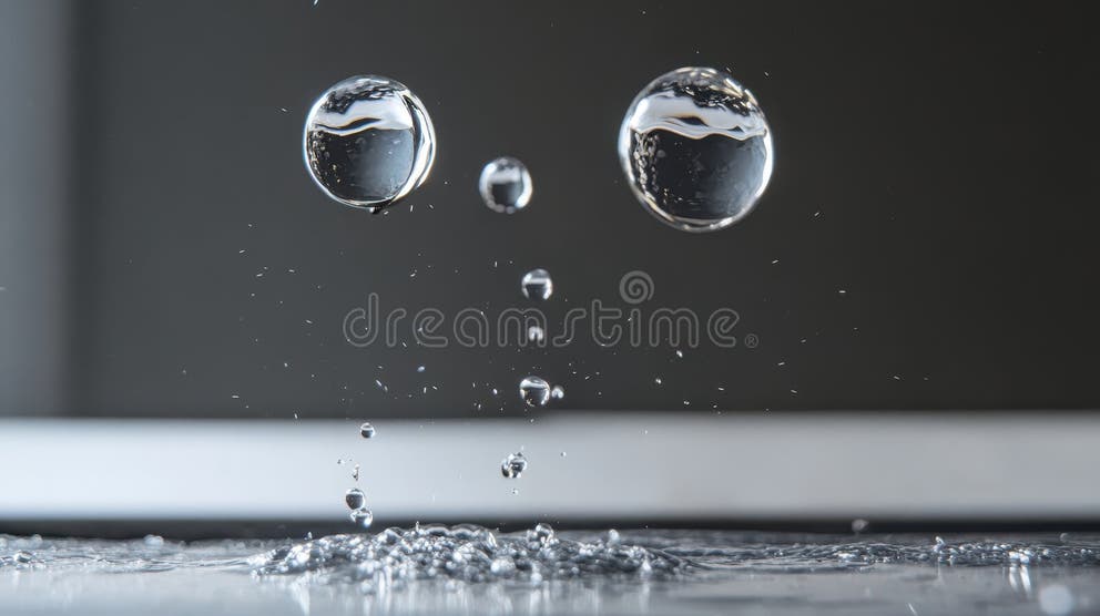 Zero Gravity Fluid Dynamics Experiment with Water Droplets Stock Illustration - Illustration of ...