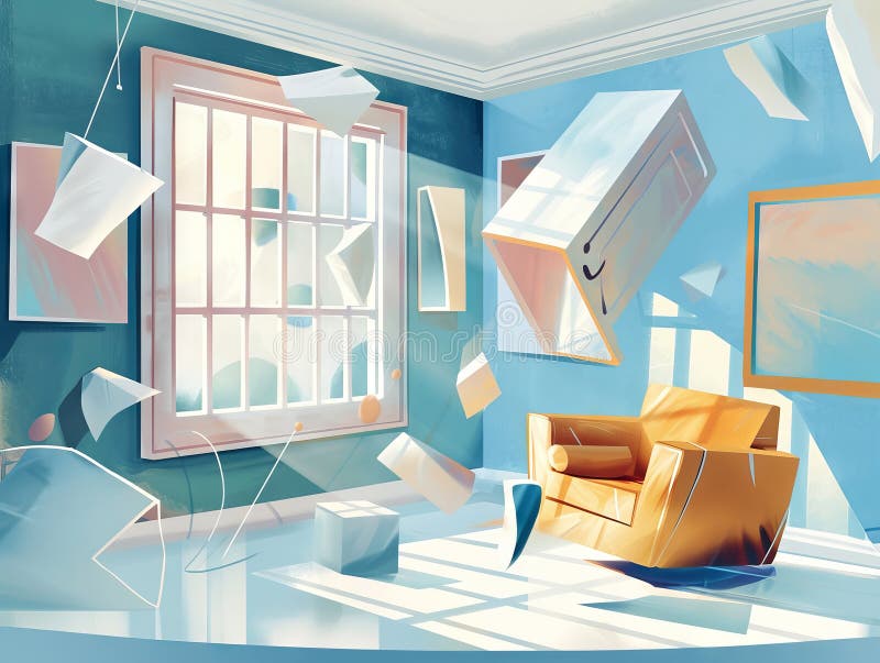 Zero gravity home stock illustration. Illustration of room - 319940788
