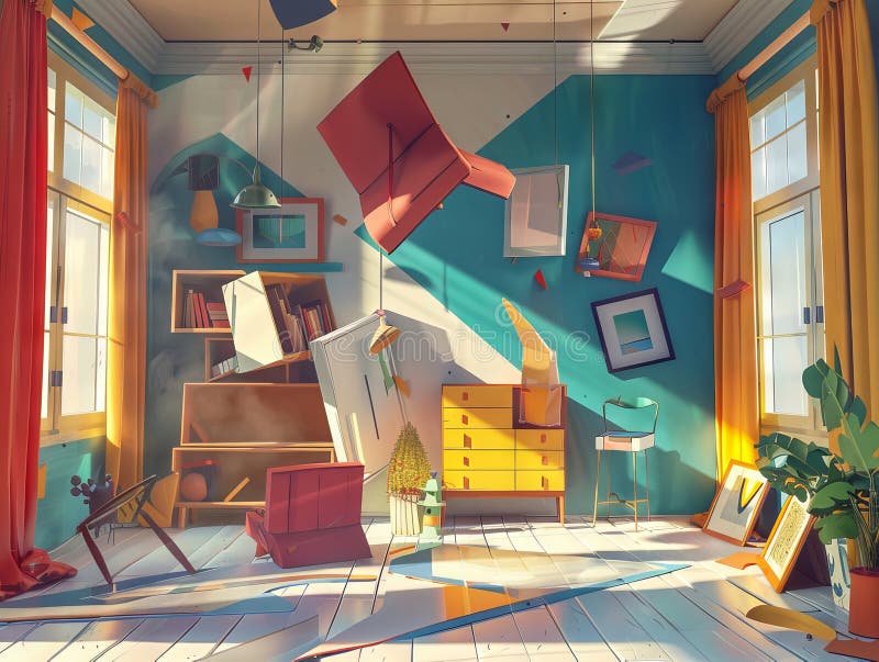 Zero gravity home stock illustration. Illustration of cartoon - 319940801