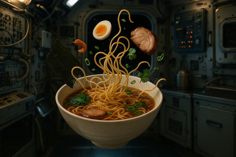 Zero Gravity Ramen in Space Kitchen Stock Photo - Image of broth ...