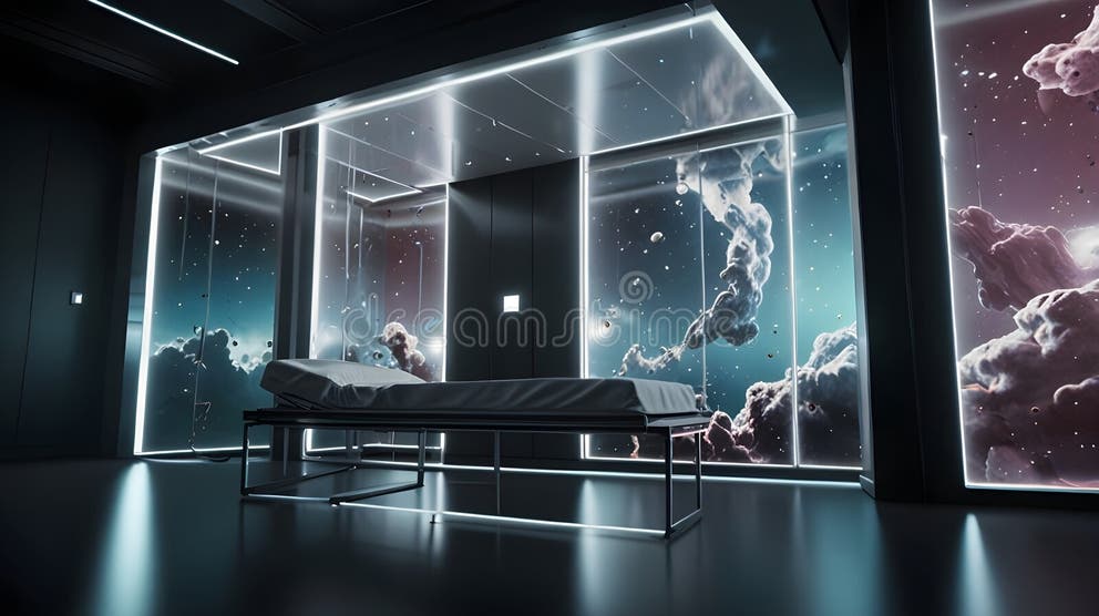 A Zero-gravity Room with Floating Translucent Panels and Soft Light ...