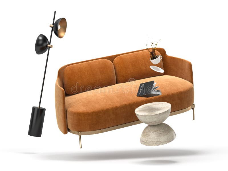 Zero Gravity White Interior Living Room 3 D Illustration Stock ...