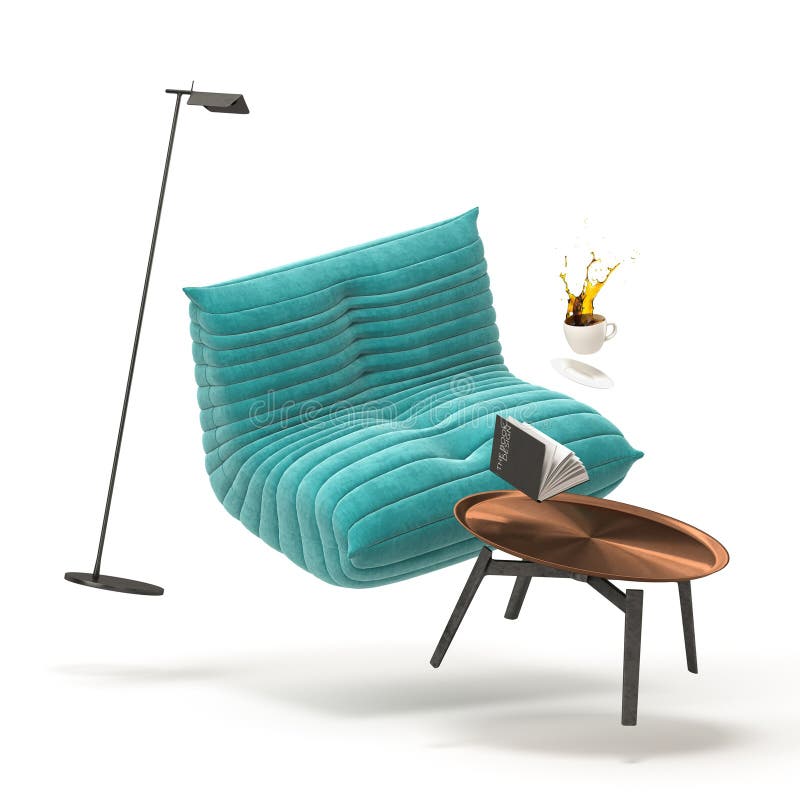 Zero Gravity White Interior Living Room 3 D Illustration Stock ...