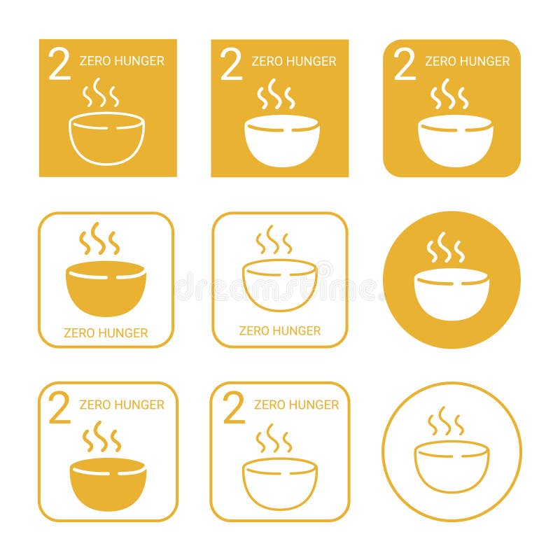 Zero Hunger Icon Set. Linear and Flat Style Icons Stock Vector ...