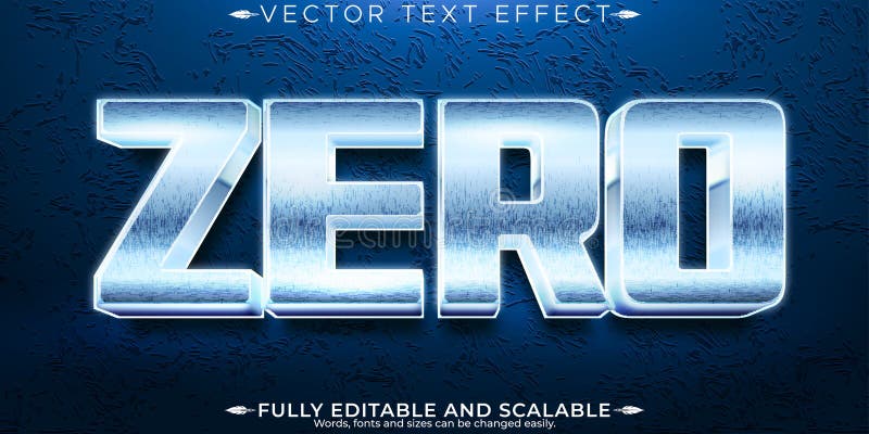 Zero Metallic Text Effect, Editable Iron and Steel Text Style Stock ...