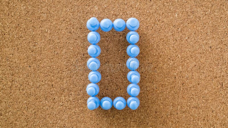 Zero, Number Made by Pastel Blue Pushpin on Cork Board Texture Stock ...