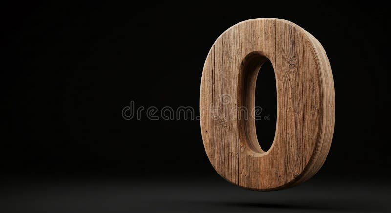 Realistic Wooden Grain Number Zero 3D Render on Dark Background Stock ...