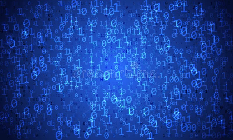 Zero and One Digits in Chaos. Abstract Blue Color Background Stock ...