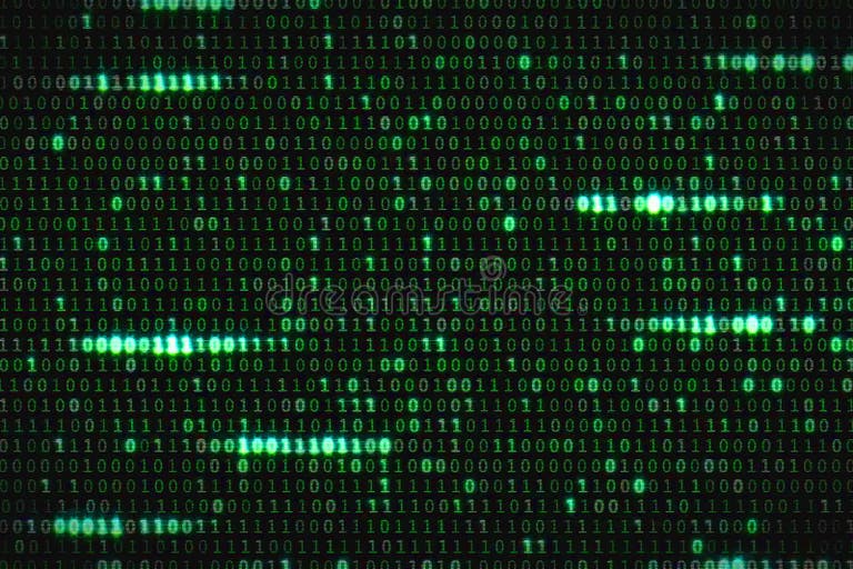 Zero and One Green Binary Digital Code, Computer Generated Seamless Loop Abstract Motion ...