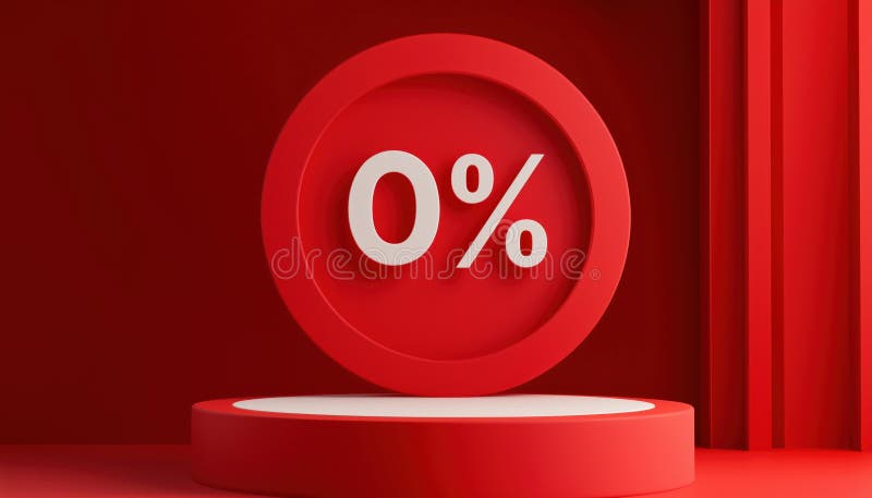 Zero Percent 3d Rendering of a Blank White Stage Podium on a Red ...