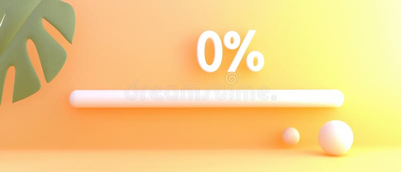 Zero Percent Discount Offer Minimalist 3D Render with Tropical Leaf ...