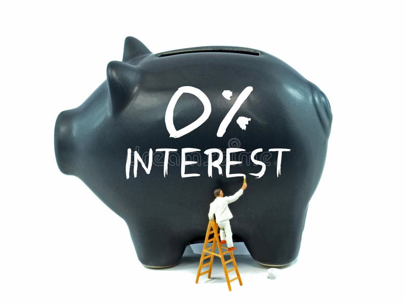 Zero Percent Interest on Piggy Bank Stock Image - Image of borrowing ...