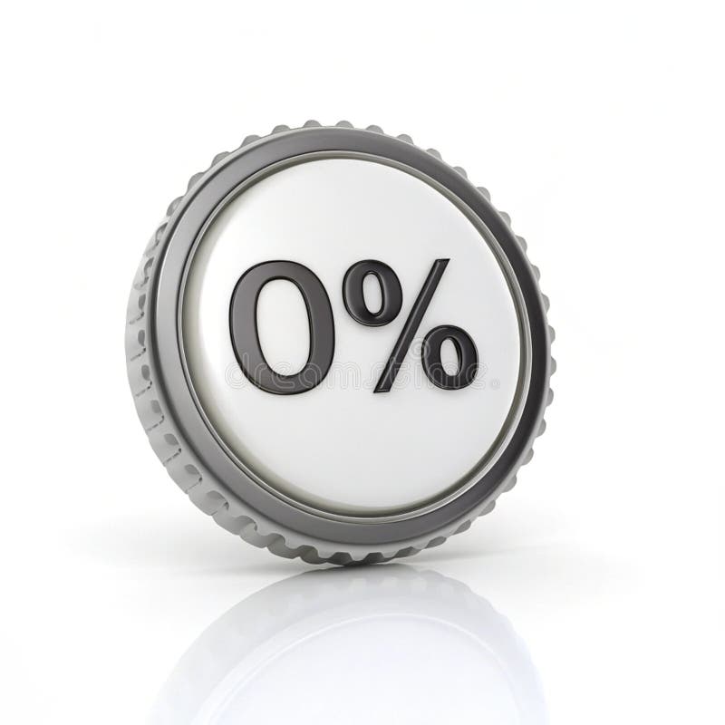 Zero Percent Off Icon 3D Render on White Background Stock Illustration ...