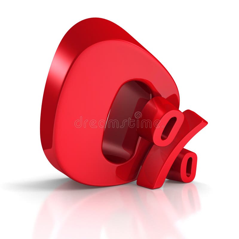Zero Percent Red Curved Sign on White Background Stock Illustration ...