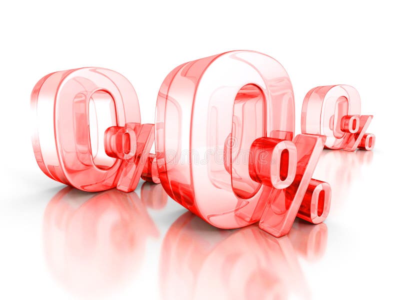 Zero Percent Red Curved Sign on White Background Stock Illustration ...