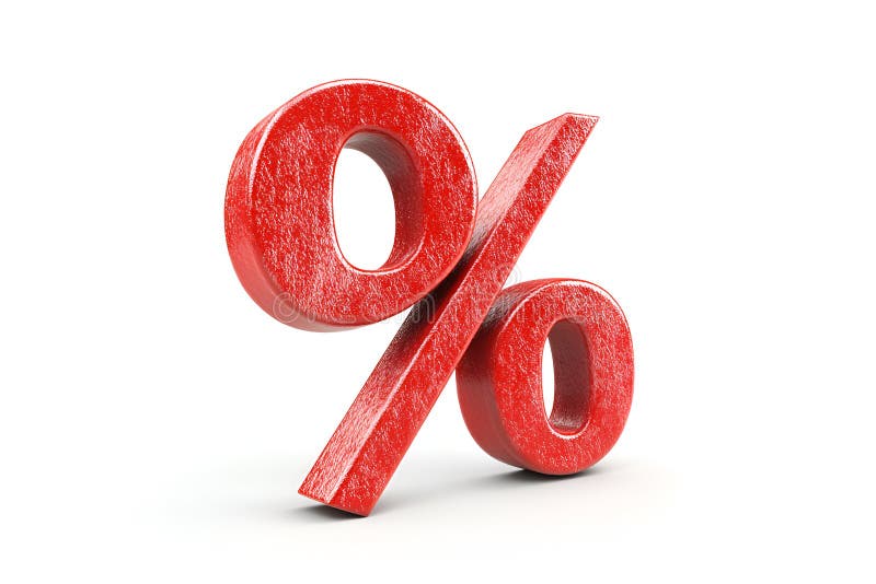 Zero Percent Red on a White Background Stock Illustration ...