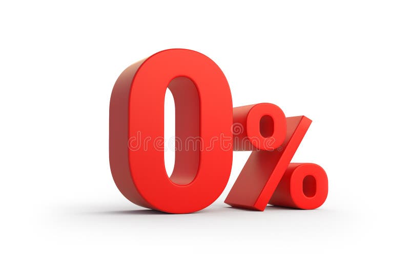 Zero Percent Text 3d Rendering on White Background. 3d Rendering. 3d ...