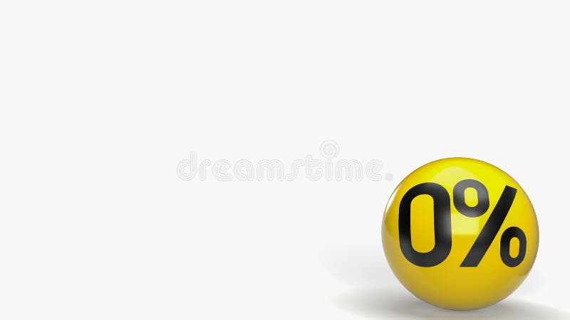 Zero Percent on Yellow Ball 3d Rendering Stock Illustration ...