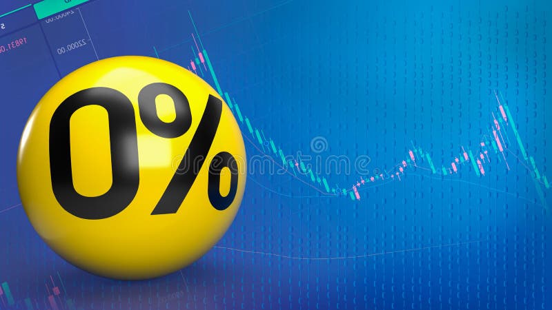 Zero Percent on Yellow Ball 3d Rendering Stock Illustration ...