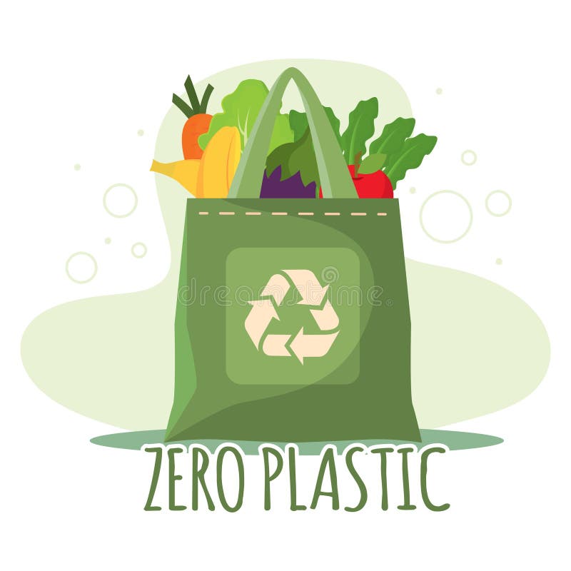 Zero Plastic Grocery Bag. Vector Stock Vector - Illustration of ...