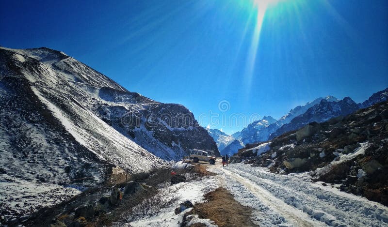 Zero Point at North Sikkim . Fully Covered with Snow Stock Image ...