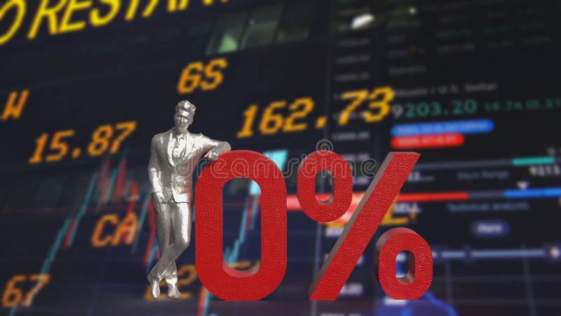 The Zero Red Percent and Man for Business Concept 3d Rendering Stock ...