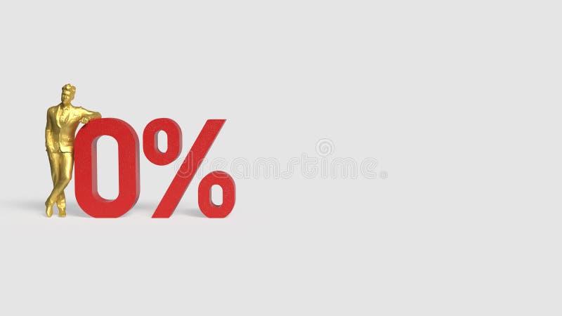 The Zero Red Percent and Man for Business Concept 3d Rendering Stock ...