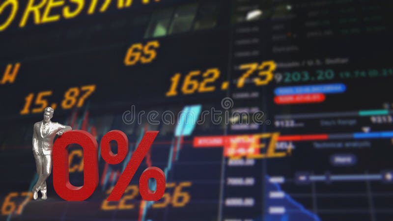 The Zero Red Percent and Man for Business Concept 3d Rendering Stock ...