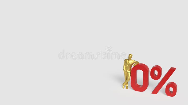 The Zero Red Percent and Man for Business Concept 3d Rendering Stock ...