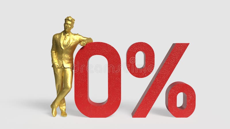 The Zero Red Percent and Man for Business Concept 3d Rendering Stock ...