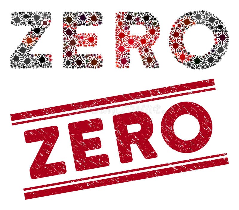 Distress Zero Red Stamp Seal and Coronavirus Mosaic Text Stock ...
